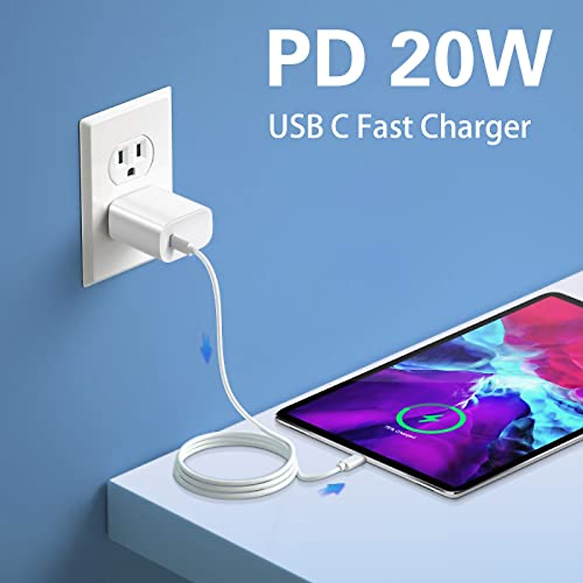 USB C Wall Charger, 20W PD Power Adapter Charging Block, iSeekerKit 5 Pack Fast C Charger Compatible with iPhone14 13 12 11 Pro/Pro Max SE/X/XS, Pad Pro, Galaxy S20 S10 S9 A01 A11,Pixel 5 4a 3a Black