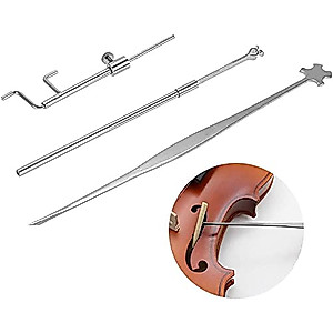 Liyafy Violin Luthier Install Repair Tool Kit Sound Post Gauge & Retriever Clip & Setter Silver