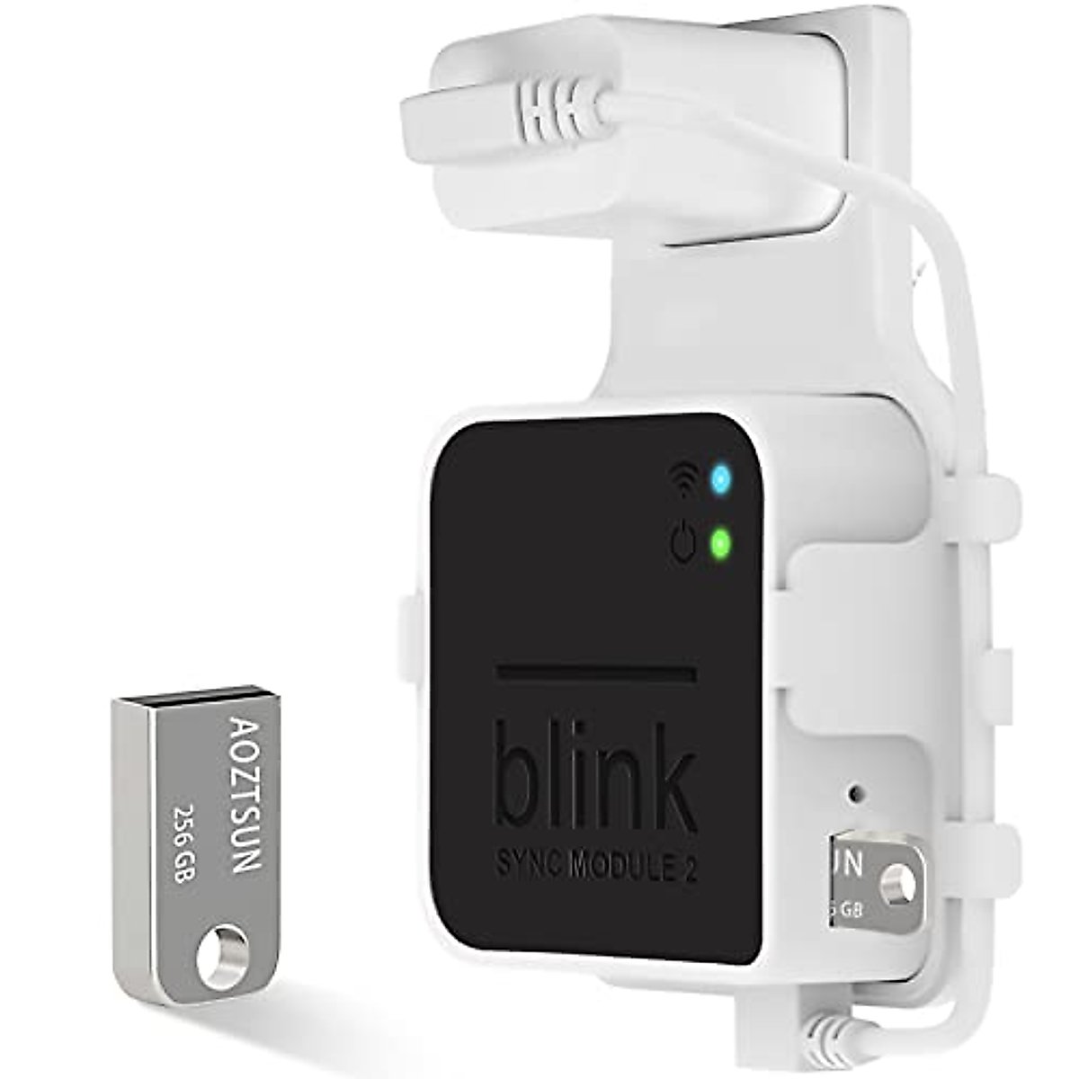 256GB USB Flash Drive and Outlet Wall Mount for Blink Sync Module 2, Save Space and Easy Move Mount Bracket Holder for Blink Outdoor Indoor Security Camera (Blink Sync Module 2 is NOT Included)