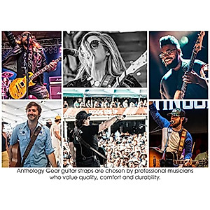 Anthology Gear The Original Straight Up Full Grain Padded Leather Guitar Strap - For Electric, Acoustic and Bass Guitars (3" Width, Tobacco)