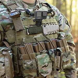 MOLLE Tactical Vest Base Connection Mount Hanging Buckle Molle Mount with 360 Degree Rotate Screw Swivel Mount Helmet kit for GoPro Hero 11 10 9/8/7/(2018)/6/5/4 Black,Hero 3+,DJI Osmo Action,AKASO