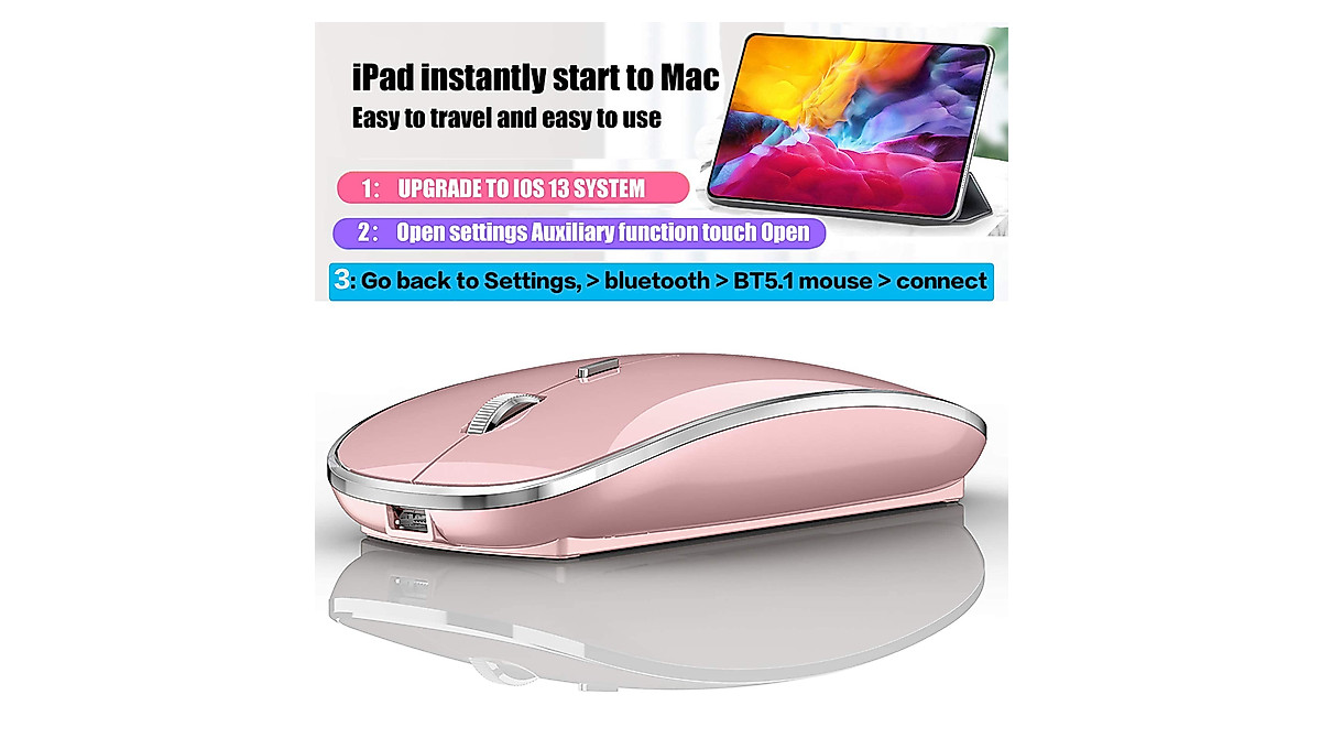 Buy Rose Gold Pink Bluetooth Mouse for iPad, Mac & Windows – Silent ...