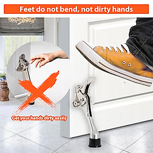 KOVOSCH 4 Inches Kickdown Door Stoppers Brushed Satin Nickel, Heavy Duty Door Stoppers for Bottom of Door, Door Stop with One Touch and Soft Rubber Tips, Zinc, 1 Pack