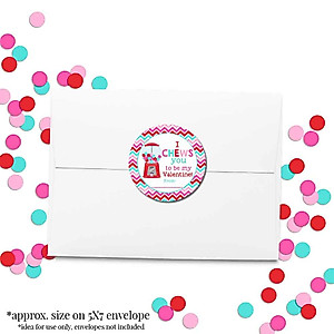 I Chews You Bubble Gum Valentine Party Favor Sticker Labels for Kids, 40 2" Party Circle Stickers by AmandaCreation, Great for Classroom Valentines, Envelope Seals, Gifts & Treats