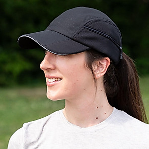 Gone For a Run Ultra Pocket Hat | Moisture Wicking and Reflective Run Hat | Black