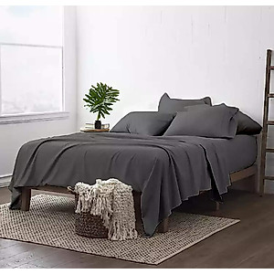 MGPS 100% Real Certified Organic Cotton Bedsheet Set, Full Size 6 Piece 800-Thread-Count Sheet Set, [1 Fitted + 1 Flat + 4 Pillowcases], Fits Mattress Upto 12" Deep Pocket - Dark Grey