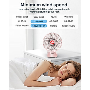 Small Portable Fan Handheld and Rechargeable: Pink Mini Hand Fans 4 Speeds Adjustable Cool Air Wind Multi angle Folding Battery Operated USB Powered Quiet Personal Fans for Women Travel Outdoor Home