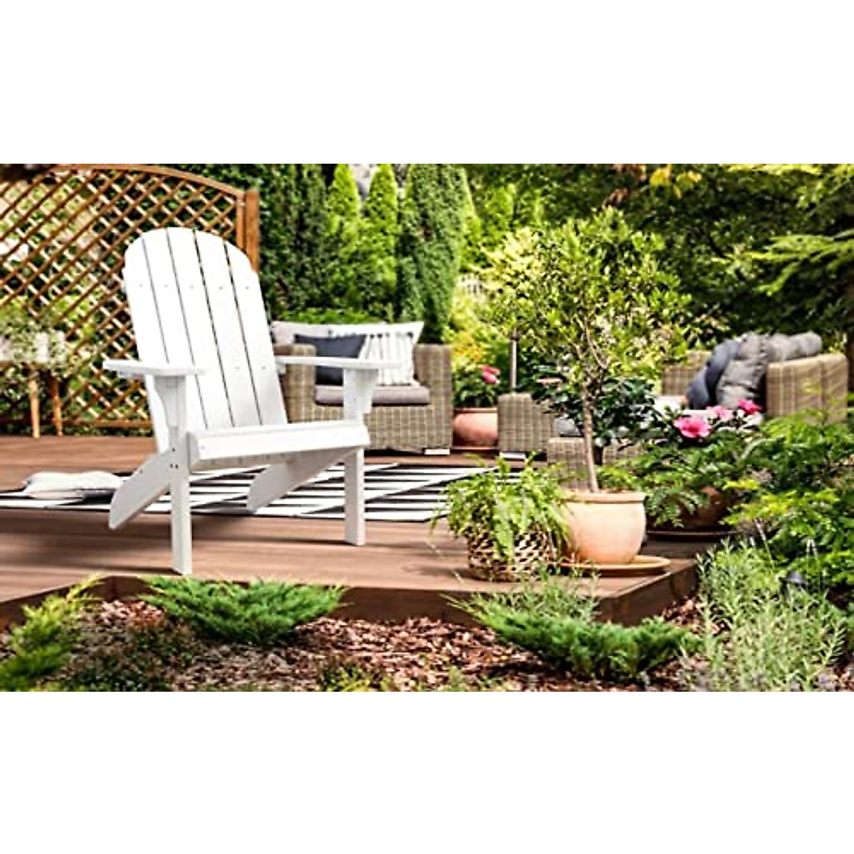 Vobelta Adirondack Chair, Premium Poly Lumber, Heavy Duty, Weatherproof, Recyclable Plastic, Outdoor Garden Patio Poolside Adirondack Chairs, Classic Collection (White)