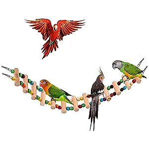 SunGrow Bird Ladder Bridge, 20 x 3 Inches, Raw Wood and Edible Dye, Suitable for Small to Medium Birds, 1 Piece