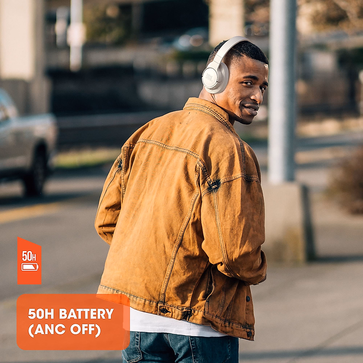 JBL Tune 760NC - Lightweight, Foldable Over-Ear Wireless Headphones with Active Noise Cancellation - White, Medium