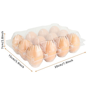 Plastic Egg Cartons Bulk, 40 Packs Empty Clear Plastic Egg Cartons to 12 Eggs, Reusable Chicken Egg Cartons for Family Pasture Chicken Farm, Business Market Display, Storage