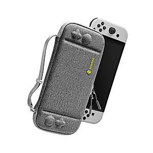tomtoc Slim Carrying Case for Nintendo Switch / OLED Model, Protective Switch Sleeve with 10 Game Cartridges, Hard Portable Travel Carry Case, with Original Patent and Military Grade Protection, Gray
