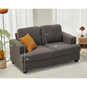 VanAcc Sofa, Comfy Sofa Couch with Extra Deep Seats, Modern Sofa- Loveseat, Couch for Living Room Apartment Lounge, Grey Bouclé