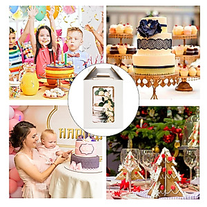 Hzzycaxli 6 Pack Tall Cake Boxes with 4 windows and Cake Boards,12x12x14 Inch Large Tiered Cake Box for Wedding Birthday Transport,10in 12in Durable White Bakery Box Disposable Cake Containers