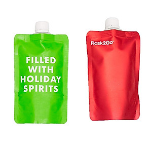 Flask2Go - The Foldable Flexible Flask for Tailgating, Camping, and Concerts (Red/Green)