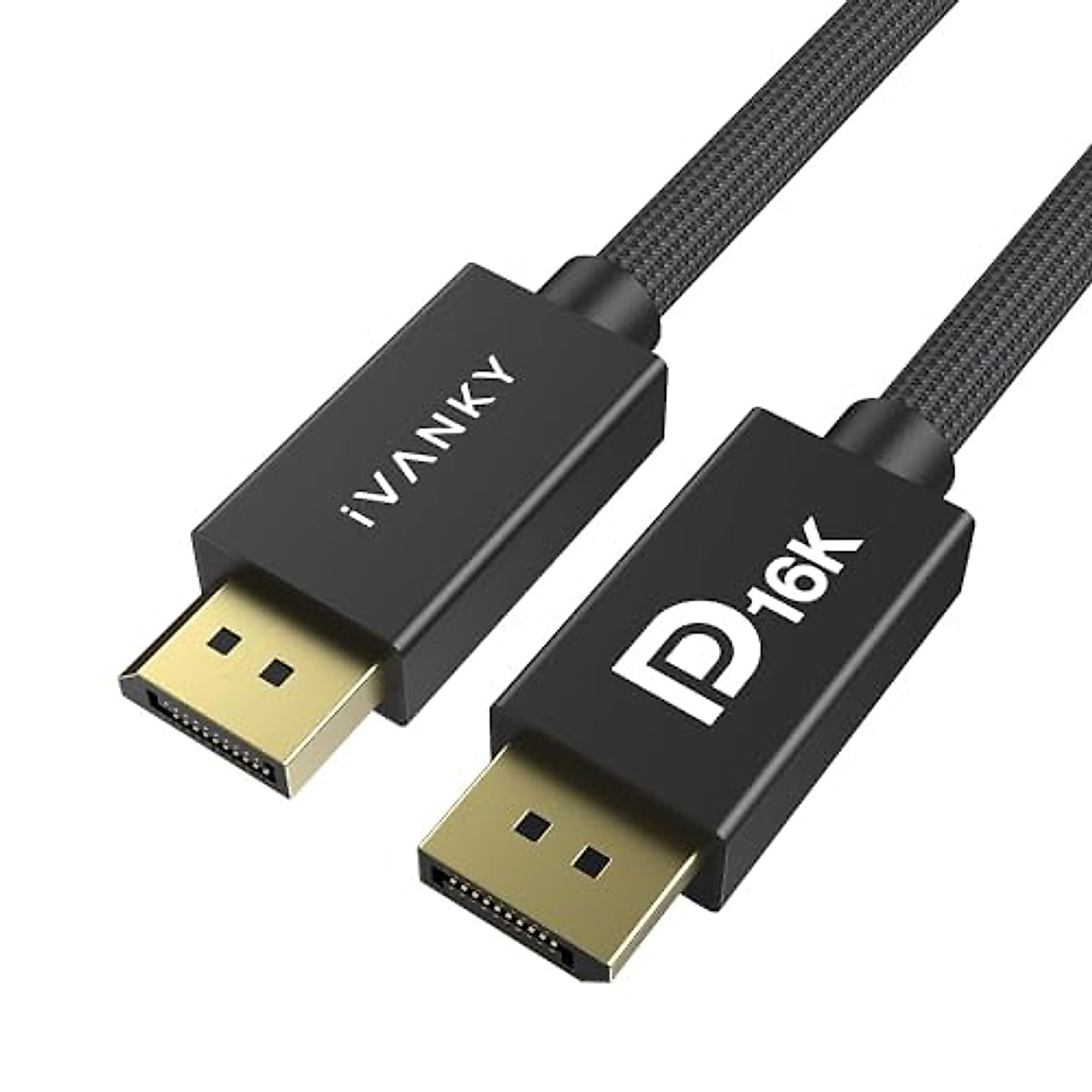 IVANKY DisplayPort Cable 2.1/2.0, 16K DP 2.1/2.0 Cable with 40Gbps Bandwidth [16K@60Hz, 10K/8K@60Hz, 4K@165Hz], Support HDR, HDCP 2.2, 3D, ARC, Compatible with Gaming Monitor, TV and More (6.6ft)
