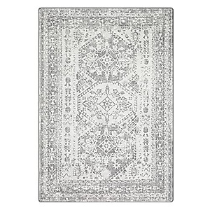BEIMO Area Rugs for Living Room 8x10 Machine Washable Bedroom Rugs Distressed Vintage Print Gray Large Throw Rug Dining Room Aesthetic, Non Slip Carpet with Gripper