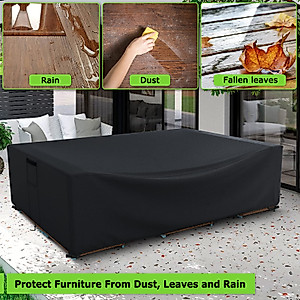 Patio Furniture Covers, 600D Heavy Duty Outdoor Furniture Cover Waterproof, Rectangle Outdoor Table and Chairs Cover, Outdoor Sectional Cover for Winter, Black,126" L x 126" W x 28" H