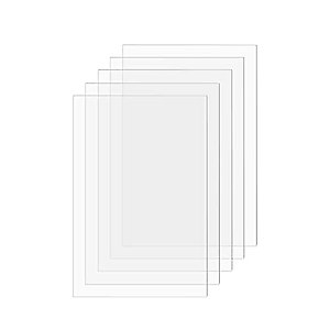 SimbaLux Acrylic Sheet Clear Plexiglass 4” x 6” 0.04” Thick (1mm) Pack of 5 Transparent Plastic Plexi Glass Board with Protective Paper for Photo Frame Replacement, DIY Display Projects, Craft
