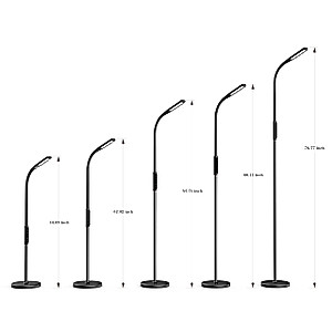 KOZIS LED Floor Lamp FL01B | 1800 Lux Dimmable | 44" - 76" Height Range Customizable | 60 Min Timer, Black