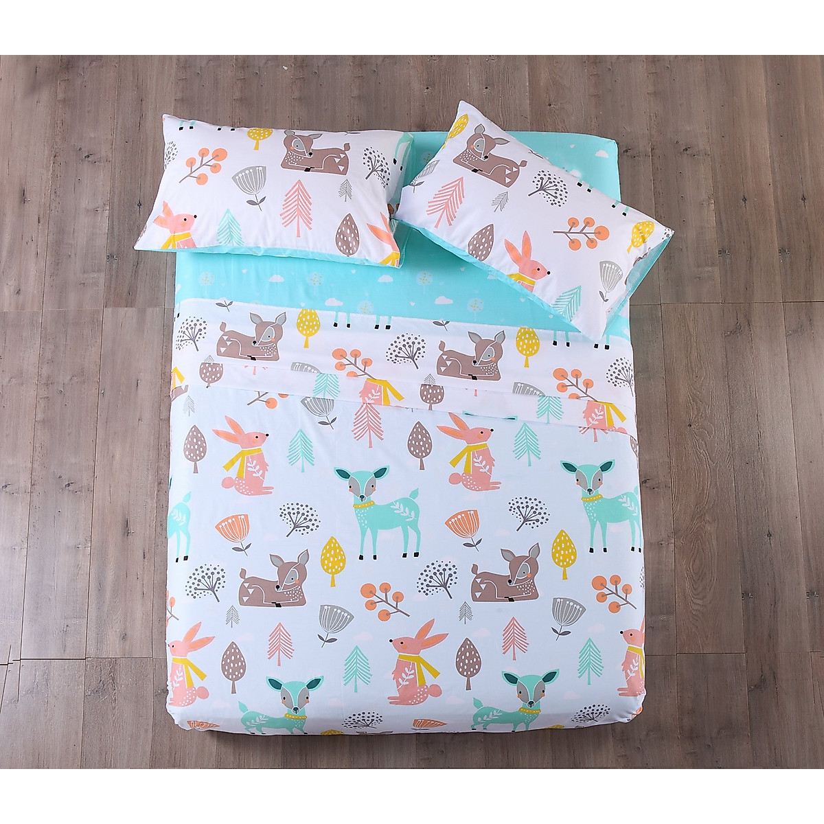 Queen Linens 100% Cotton Sheets Kids Twin Sheets for Kids Girls Boys Teens Deer (Full)