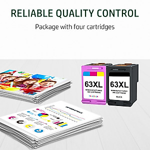 7Magic Remanufactured Ink Cartridge Replacement for HP 63 Ink 63XL Compatible for HP Envy 4520 4512 OfficeJet 3830 4650 4655 5255 5258 5200 3833 DeskJet 1112 2130 3630 3633 Printer (1 Black, 1 Color)