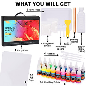 TMOL Marbling Paint Art Kit, 18 Colors Water Marbling kit, Water Art Paint Set, Arts and Crafts for Girls & Boys Ages 6-12, Craft Kits Art Set for Activities