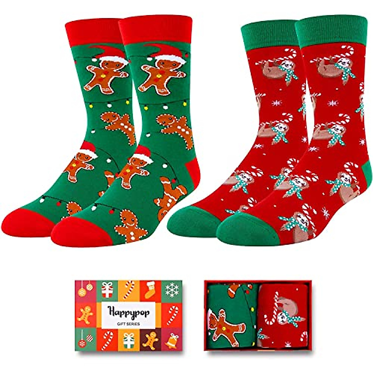 Zmart Funny Christmas Socks for Men Boys Holiday Socks Gingerbread Socks, Gingerbread Gifts Stocking Stuffers for Teen Boys Secret Santa Gifts Christmas Gifts 2 pairs