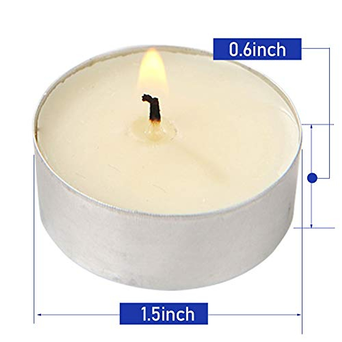 50Pack Tealight Candles,Unscented Tea Lights Candles, White, Smokeless, Dripless & 6Hours Burn Time Long Burning Paraffin Tea Candles for Home, Romantic Decor，Pool, Shabbat, Weddings & Emergencies