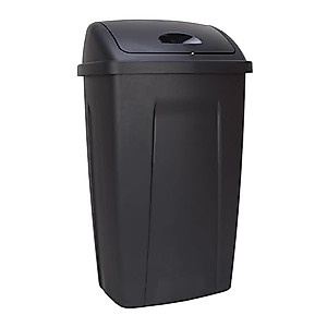 GGlzxfnc 13 Gallon Trash Can, Plastic Swing Top Kitchen Garbage Trash Can, Black