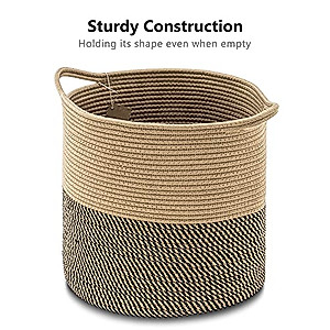 YOUDENOVA Cotton Rope Cube Storage Baskets, 13x13 Round Woven Baskets 4 Pack, Grey & Black Bundles