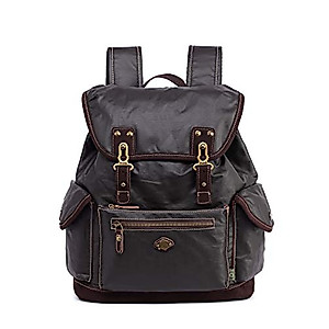 TSD Brand Dolphin Studded Canvas Backpack (Dark Brown)