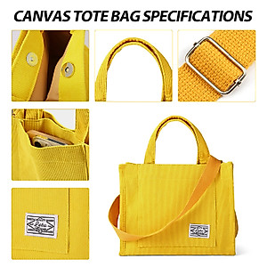 Women's Corduroy Fashion Satchel Designer Messenger Crossbody Hobo Handbag, Yellow