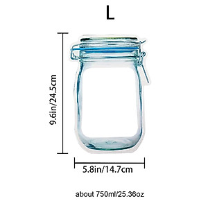 Enkrio 36 Pack Mason Jar Zipper Bags, Reusable Airtight Seal Food Bag Leakproof Nuts Candy Cookies Bag for Travel Camping