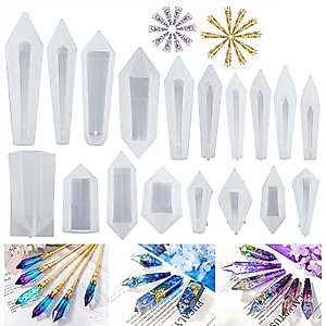LET'S RESIN Resin Molds 18Pcs Pendulum Crystal Molds for Resin, Silicone Molds for Resin,Multi-Facet Resin Jewelry Molds for Quartz Crystals Pendants, Resin Necklace,UV Resin