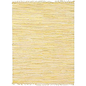 Rugs.com Chindi Cotton Collection Rug – 8' x 10' Yellow Flatweave Rug Perfect for Living Rooms, Large Dining Rooms, Open Floorplans