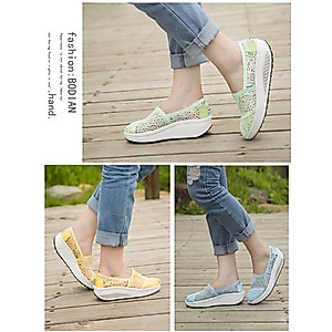 Bill&Candy Women's Mesh Slip-On Platform Toning Shoes Crochet Fitness Work Out Sneaker Dark Grey