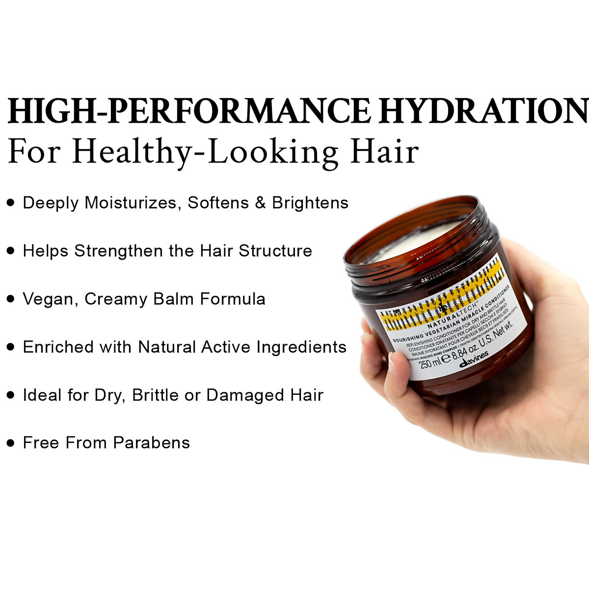 Davines Naturaltech NOURISHING Vegetarian Miracle Conditioner, Moisturize And Hydrate Brittle And Unstructured Hair, Add Softeness While Brightening, 8.84 oz.