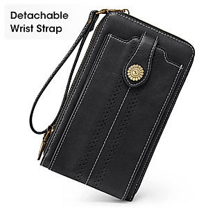 Kattee Women Small Crossbody Cell Phone Purse Wristlet Wallets RFID Blocking Faux Leather Clutch Wallets Shoulder Phone Bag