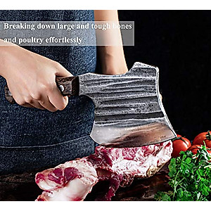 Kitory Frozen Meat Cleaver, Massive Forged Super Heavy Duty Kitchen Axe Knife, Axes Butcher Chopper for big bone and frozen meat -1.68 LB-K2