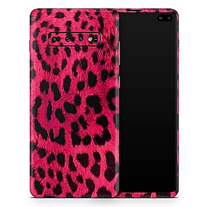DesignSkinz Fuzzy Real Pink Leopard Print Protective Vinyl Decal Wrap Skin Cover Compatible with The Samsung Galaxy S20 (Screen Trim & Back Glass Skin)