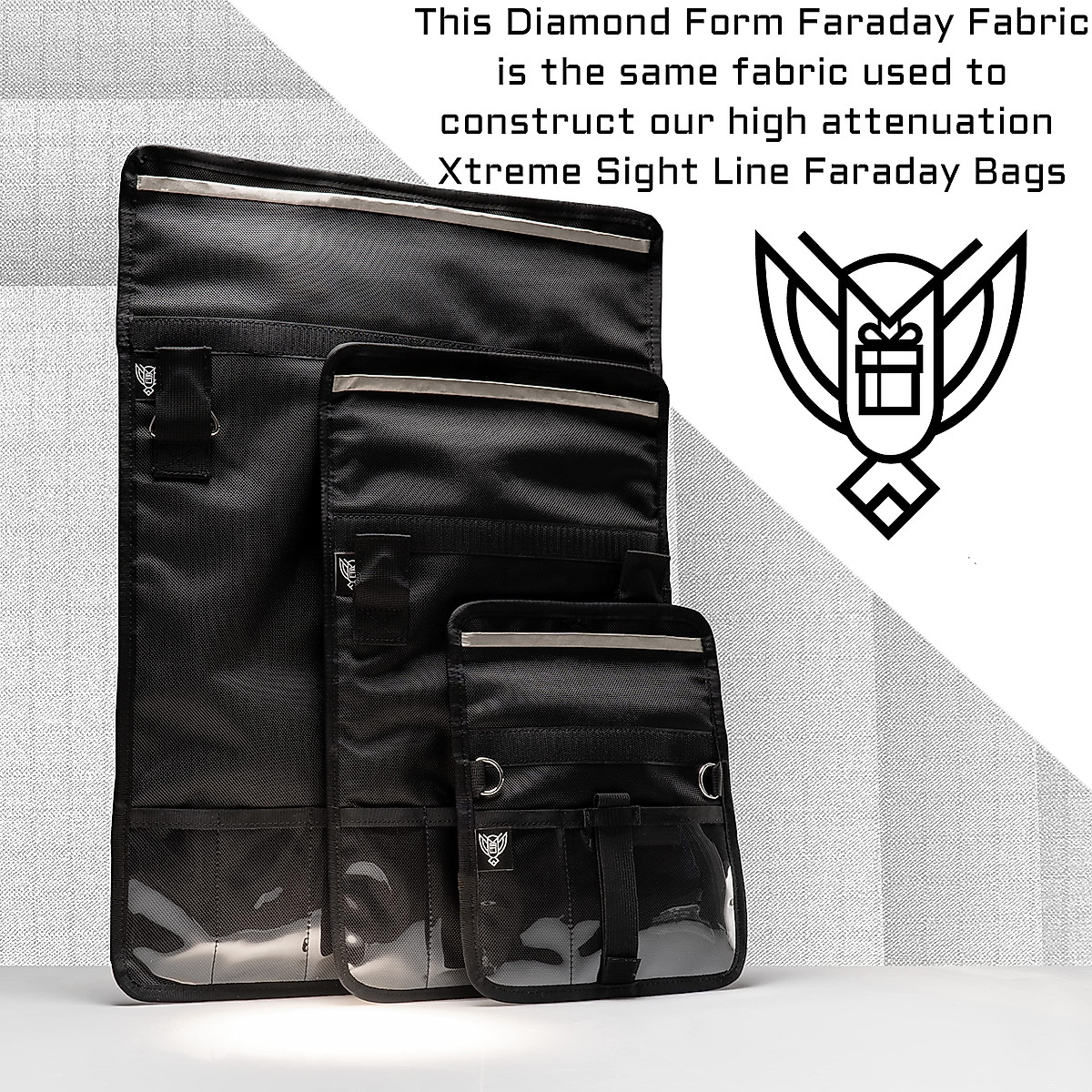 Xtreme Sight Line ~ Diamond Form Faraday Fabric ~ High-Shielding Signal Blocking ~ Blocks RF Signals (Including 5G) ~ 54.5" Width by 25 Yard (900") Length