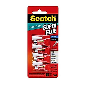 Scotch Super Glue Liquid, 4-Pack of Single-Use Tubes, .017 oz each, Fast Drying Liquid Formula (AD114)(packaging may vary)