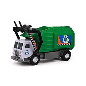 Mighty Fleet Motorized Garbage Truck Toy w/Lights & Sounds, Motorized Front Arm, Garbage Bin, Realistic Design & Batteries Included - Age 3+