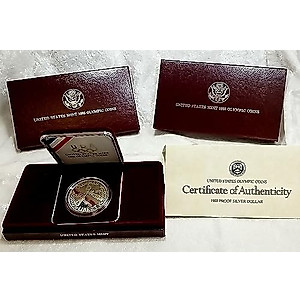1988 S US Olympic Proof Silver Dollar $1 US Mint PF - Original Packaging with COA -