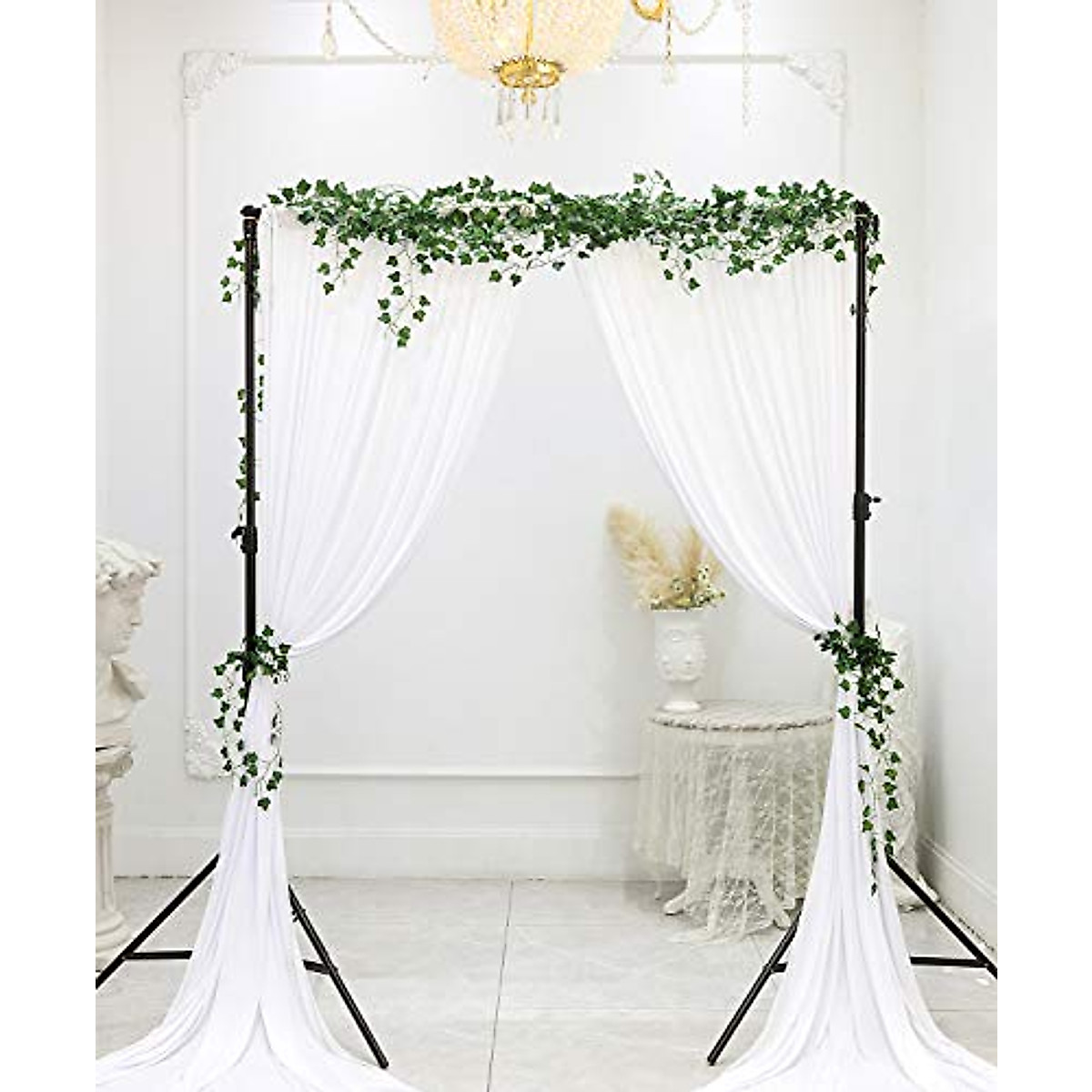 White Backdrop Curtain for Parties Wedding Backdrop Drapes Baby Shower Birthday Anniversary Videos Photography Decorations, 2 Panels, 5ft x 10ft