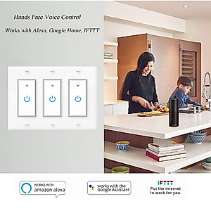 Smart Switch WiFi Light Switch 3 Gang Wireless Light Switch Compatible with Alexa and Google Home