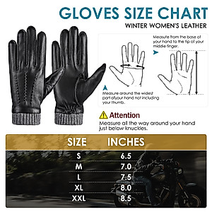 EGSSHOP Winter Warm Genuine Leather Gloves, Cashmere Lined Driving Motorcycle Gloves for Men