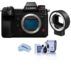 Panasonic LUMIX DC-S1H Mirrorless Digital Camera Body - Bundle with Sigma MC-21 Mount Converter, Canon EF Lenses to Leica L Mount Cameras, Cleaning Kit, Microfiber Cloth