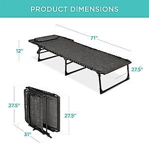 Best Choice Products Patio Chaise Lounge Chair, Outdoor Portable Folding in-Pool Recliner for Lawn, Backyard, Beach w/ 8 Adjustable Positions, Carrying Handles, 300lb Weight Capacity - Gray